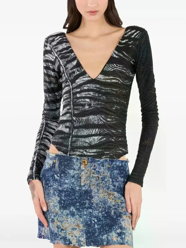 Roberto Cavalli Printed Long Sleeve Bodysuit