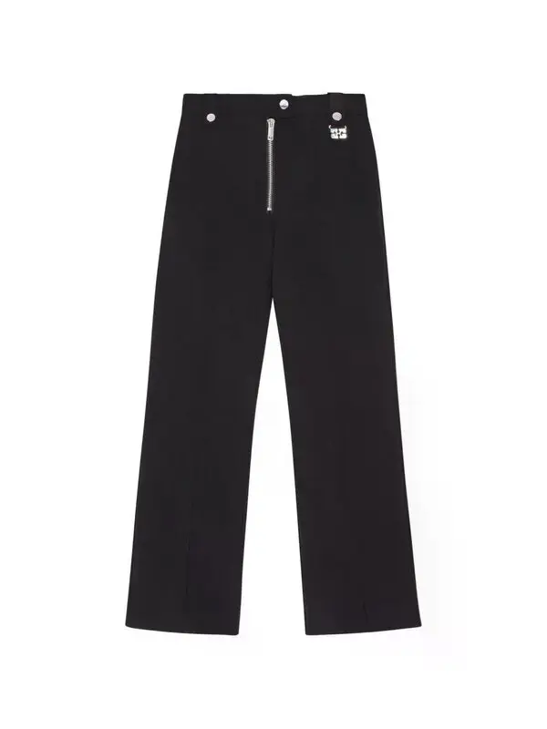 GANNI Straight-leg Trousers With Zip Front - Black
