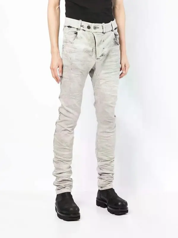 Boris Bidjan Saberi Ruched Skinny-fit Jeans