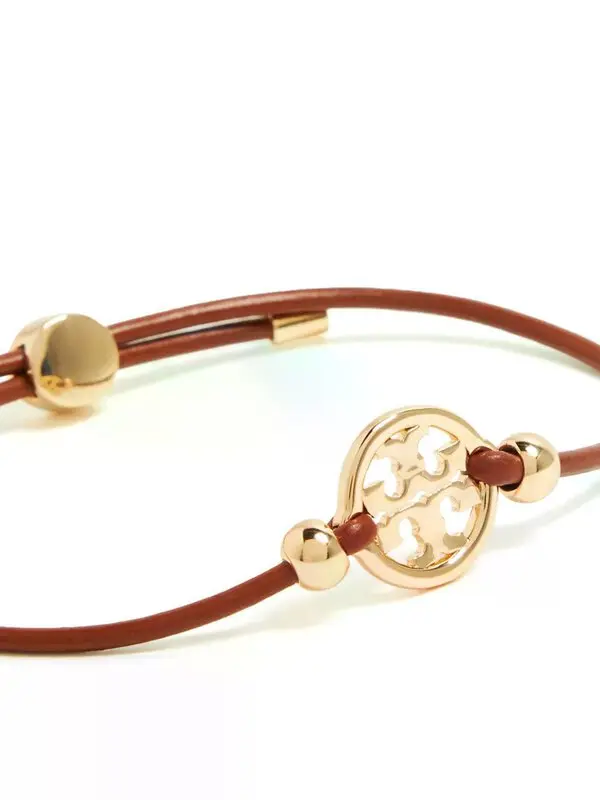 Tory Burch Leather Slider Bracelet With Signature Double T Motif - Brown