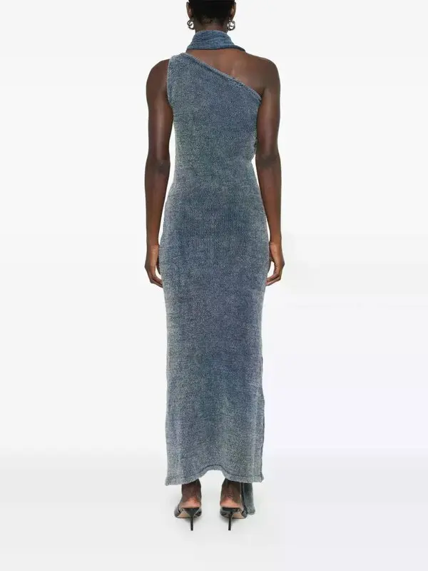 AYA MUSE Powder One-shoulder Maxi Dress With Attached Scarf