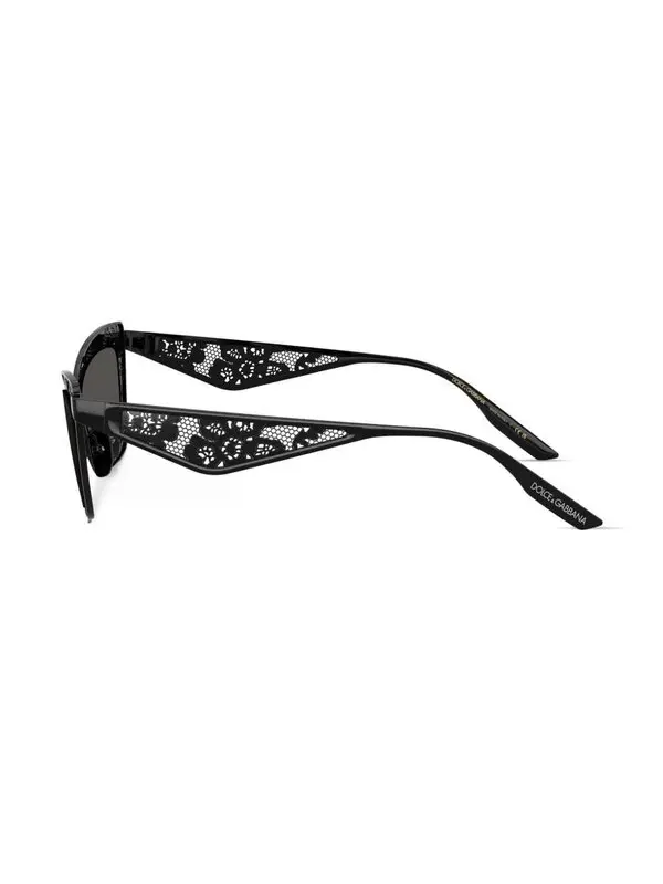 Dolce & Gabbana Floral Cat-eye Sunglasses - Black
