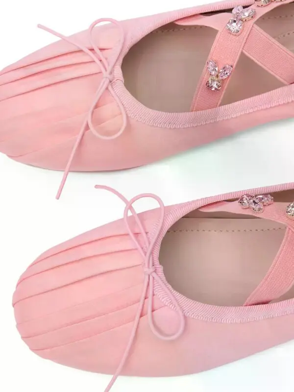 Simone Rocha Ballerina Flats With Crystal Embellishment - Pink