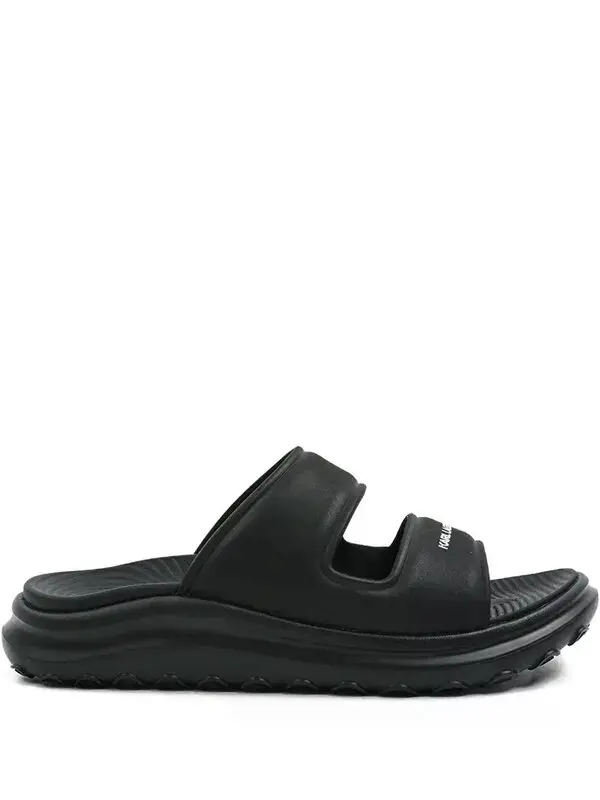 Karl Lagerfeld Logo Print Slip-on Slides - Black