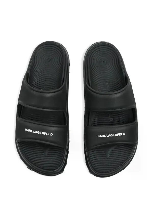 Karl Lagerfeld Logo Print Slip-on Slides - Black