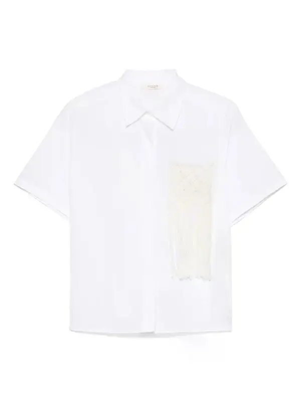 SLOWEAR Poplin Shirt With Crochet Panelling