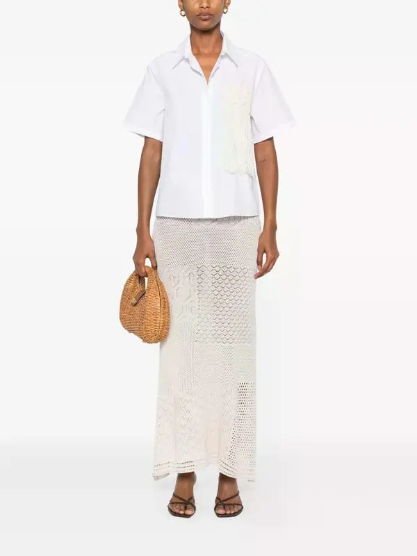 SLOWEAR Poplin Shirt With Crochet Panelling