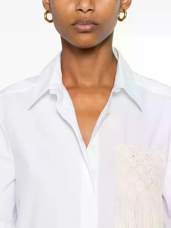 SLOWEAR Poplin Shirt With Crochet Panelling