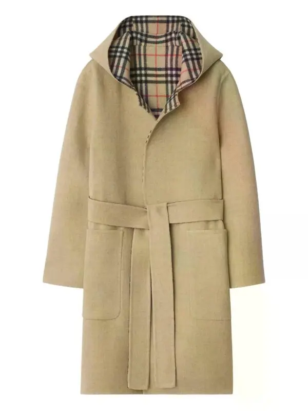 Burberry Reversible Wool Wrap Coat With Signature Check