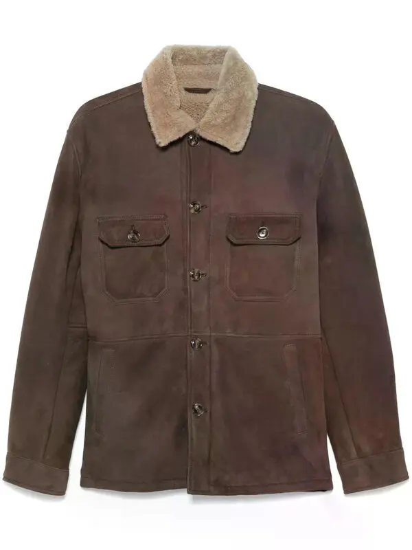 BARBA NAPOLI Suede Shearling Collar Jacket