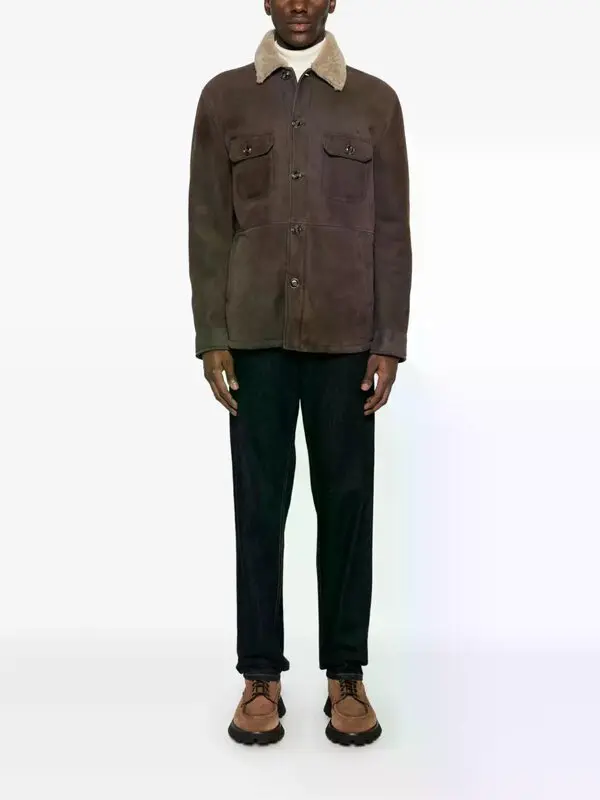 BARBA NAPOLI Suede Shearling Collar Jacket