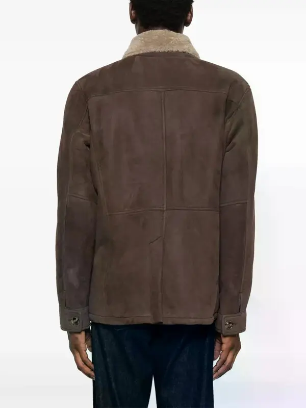 BARBA NAPOLI Suede Shearling Collar Jacket