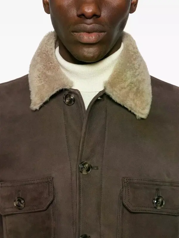 BARBA NAPOLI Suede Shearling Collar Jacket