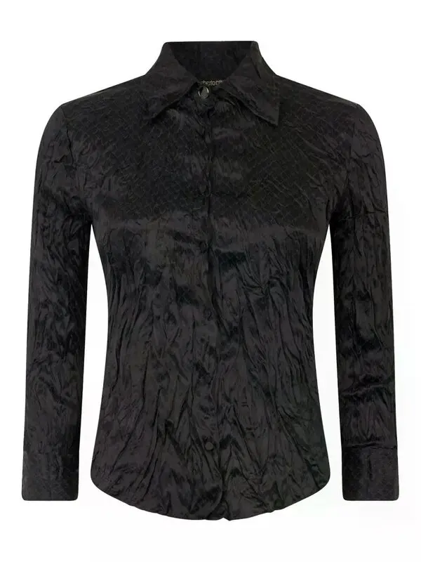 Roberto Cavalli Crinkled-effect Shirt With Snakeskin Print