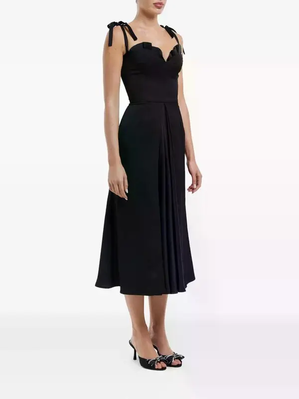 POST MERIDIEM Flowy Slit Midi Dress - Black