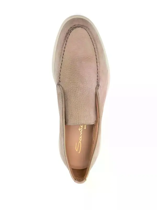 Santoni Pebbled Suede Loafers