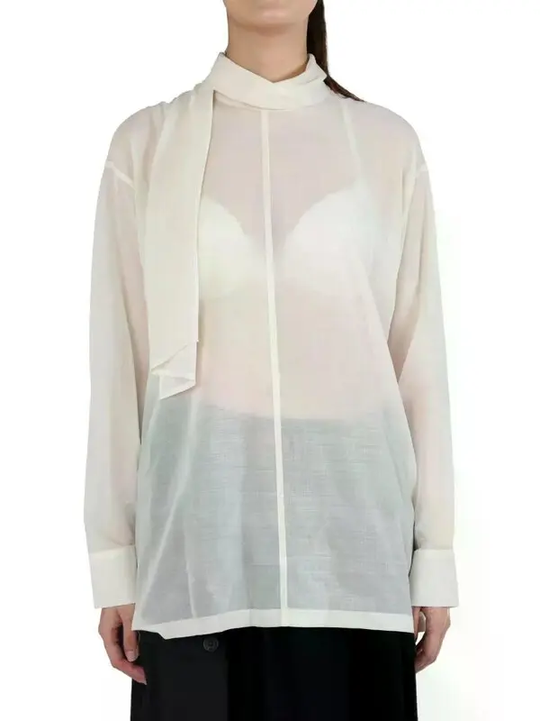 Issey Miyake Sheer Wool Blend Blouse - White
