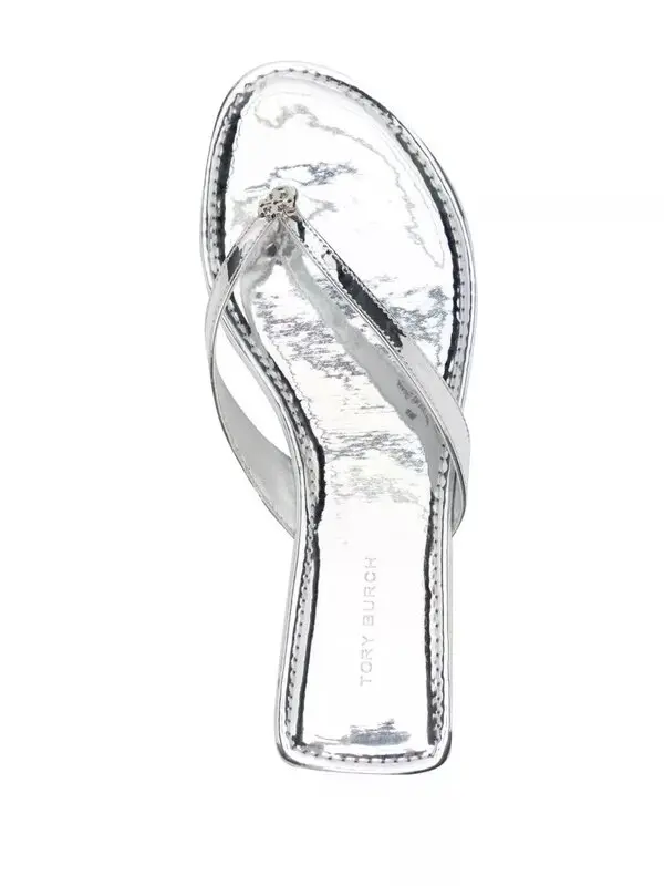 Tory Burch Logo Plaque Laminated Flip-flops