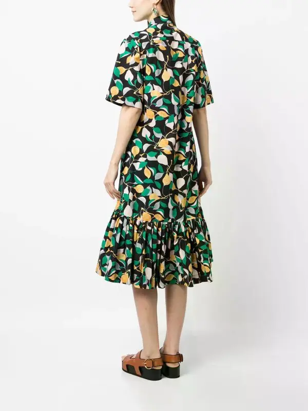 La DoubleJ Orchard Print Shirt Midi Dress