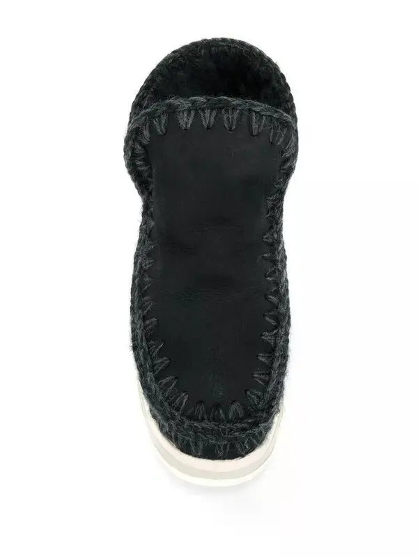 Mou Crochet Stitch-trim Boot Sneakers - Black