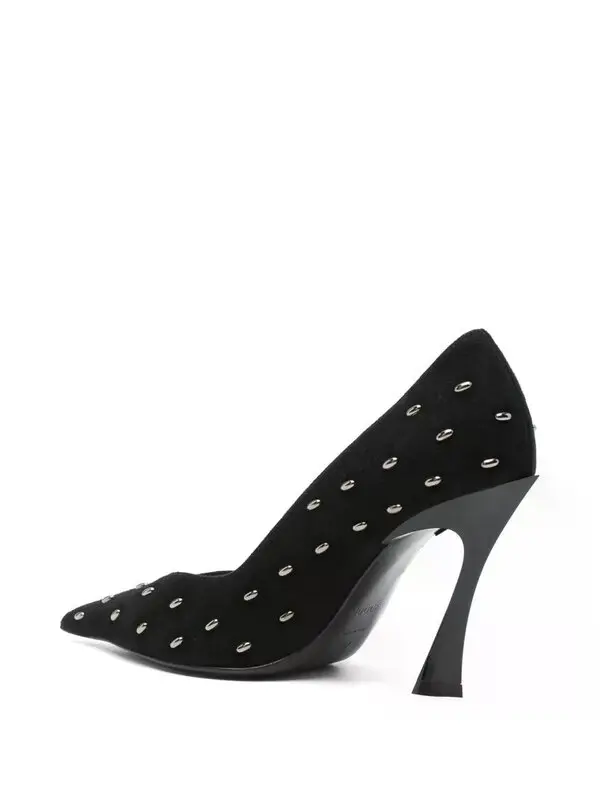 MUGLER 95mm Studded Calf Suede Pointed Toe Pumps
