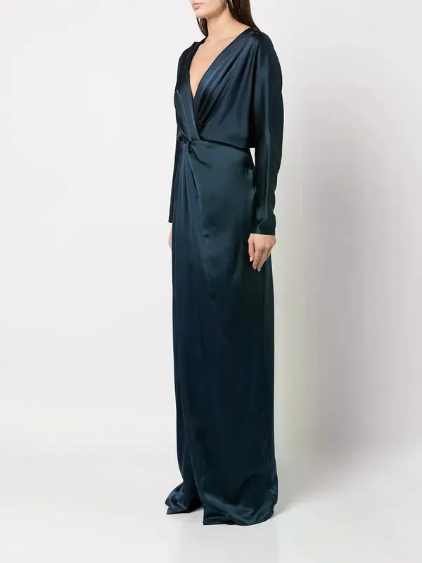 Michelle Mason Silk Twist Detail Gown - Blue
