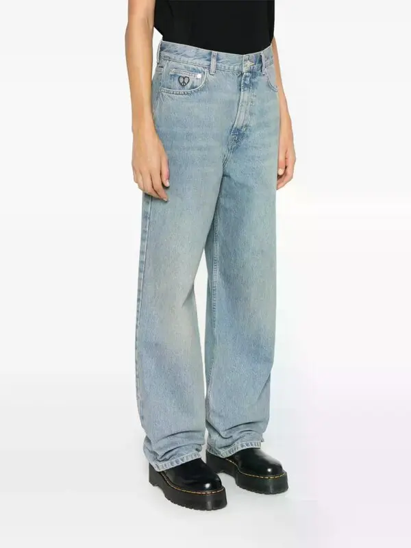 Moschino Straight Leg Logo Patch Jeans