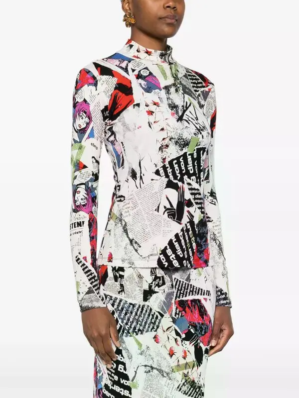 Diane Von Furstenberg Doha Long-sleeve Top With Poster Girl Print