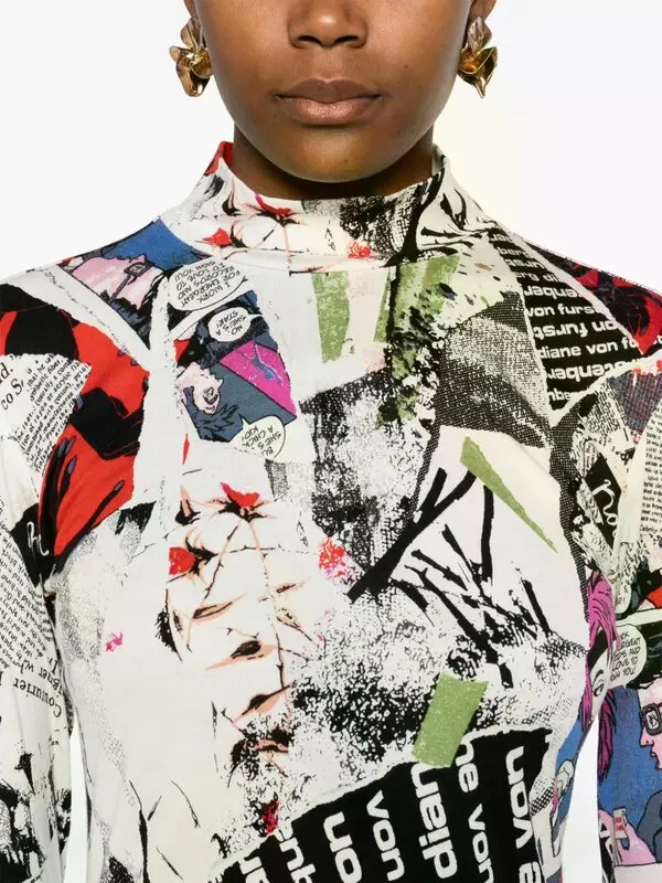 Diane Von Furstenberg Doha Long-sleeve Top With Poster Girl Print