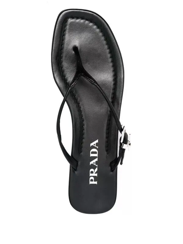 Prada Enamel Triangle-logo Thong Sandals