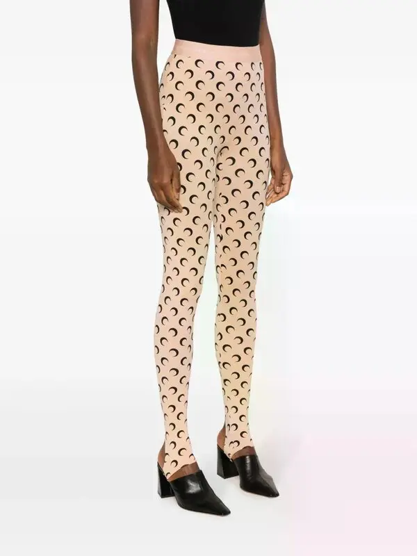 MARINE SERRE Moon-print Leggings - Neutrals