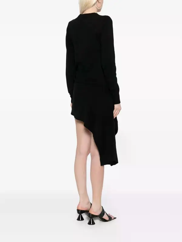 Rokh Wool Asymmetric Knitted Dress With Tie Detail