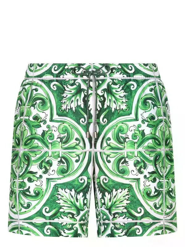 Dolce & Gabbana Majolica-print Drawstring Swim Shorts