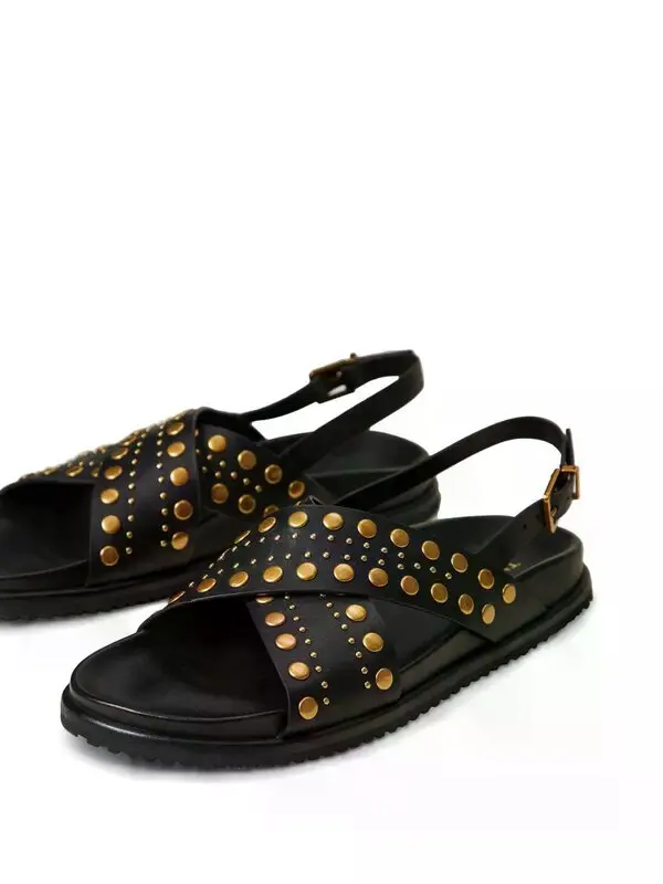 TWINSET Crossover Strap Sandals With Gold-tone Studs