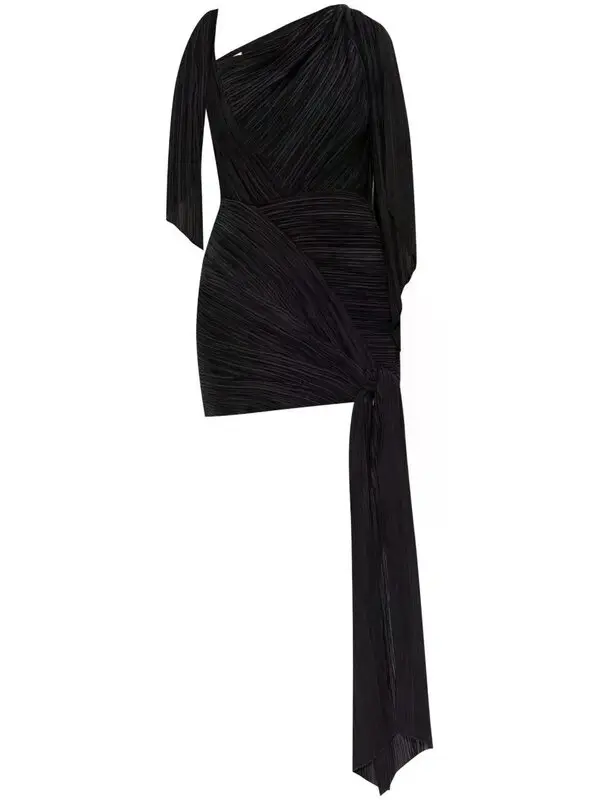 Cult Gaia Asymmetric Draped Mini Dress - Black