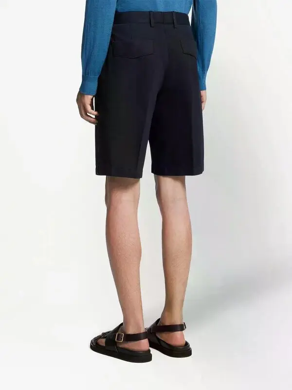 Zegna Navy Cotton-linen Blend Chino Shorts