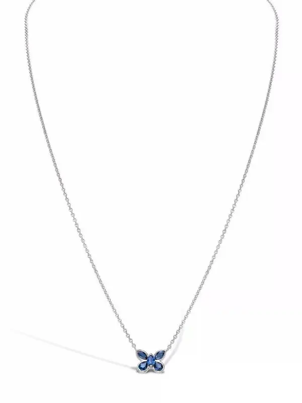 PRAGNELL 18kt White Gold Butterfly Sapphire Pendant Necklace