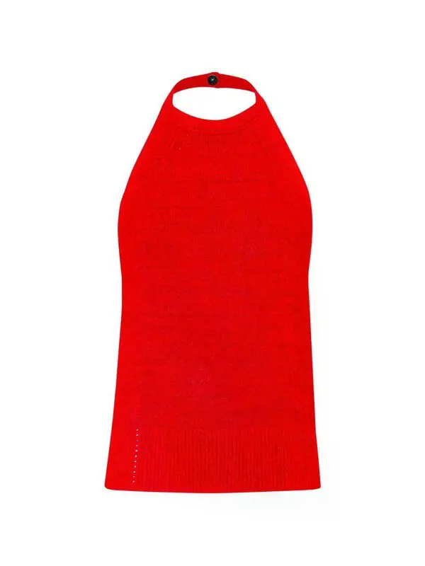 Proenza Schouler Halterneck Ribbed Knit Top - Red