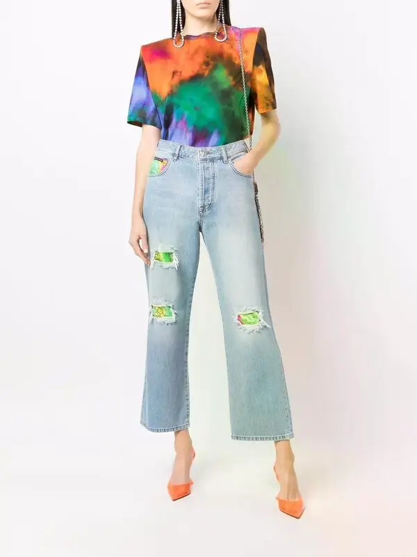 Philipp Plein Cropped Jeans With Distressed Details