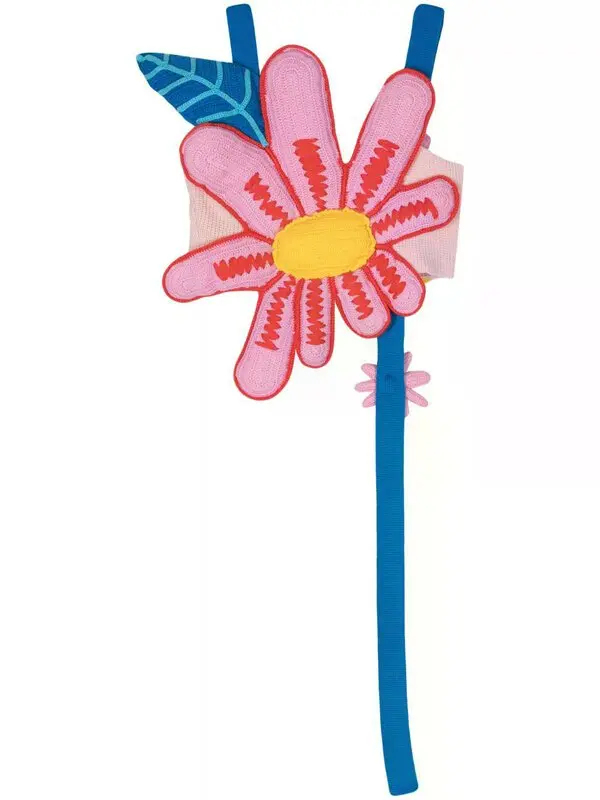 Mira Mikati Cropped Floral Appliqué Top - Pink