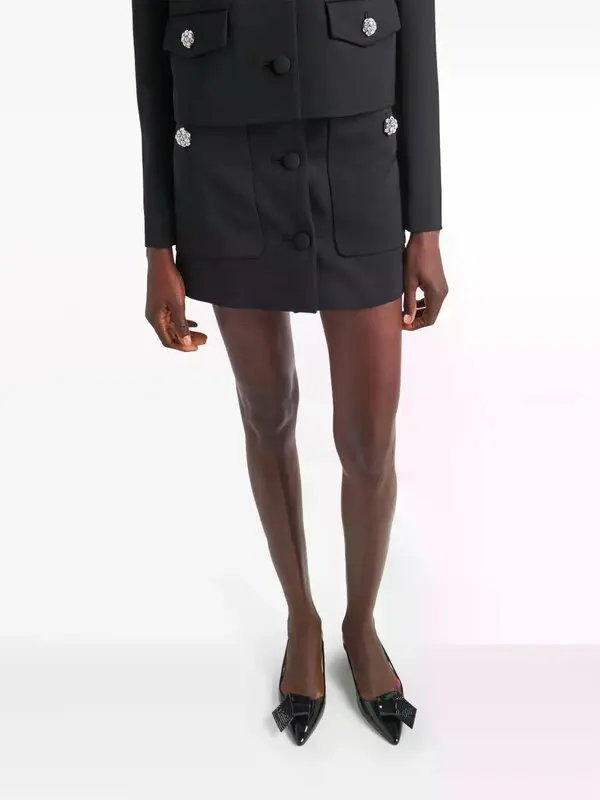 Prada Embellished Wool Mini Skirt - Black
