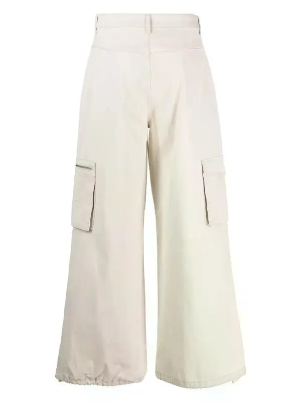 GESTUZ Alabaster Stretch Organic Cotton Multiple Pockets Wide Leg Trousers