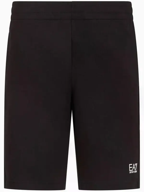 EA7 Logo Print Shorts - Black