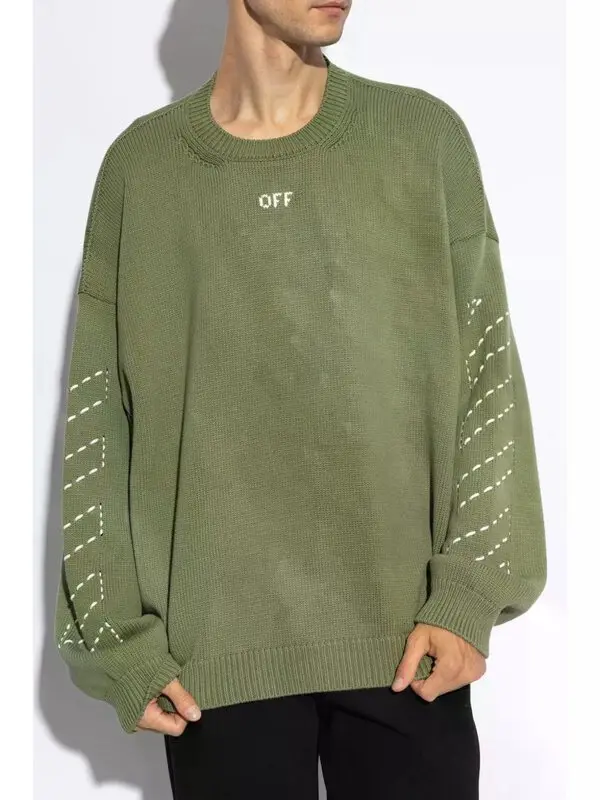 Off-White Embroidered Logo Knitted Jumper