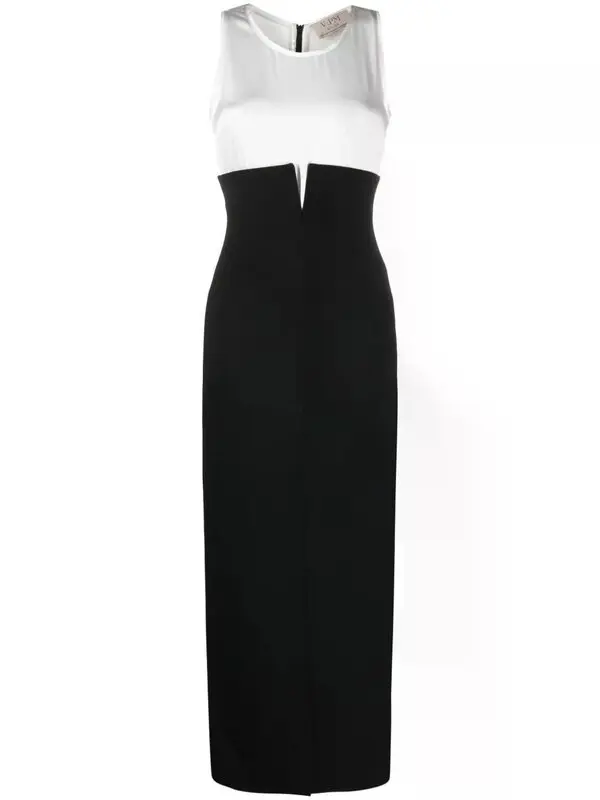 V:PM ATELIER Aria Two-tone Crepe Maxi Dress - Black