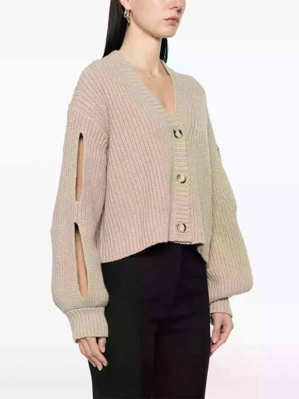Nanushka Karolin Cardigan With Ribbed Cuffs And Cut-out Sleeves