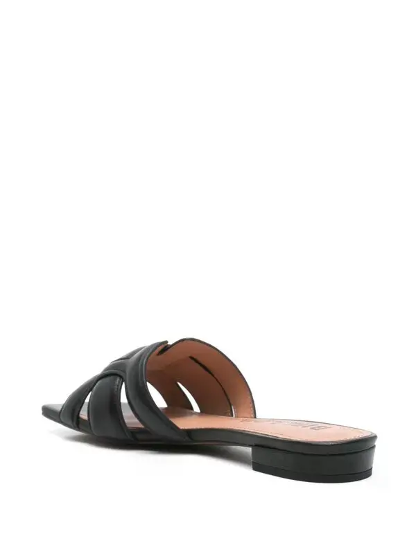 BIBI LOU Holly Cut-out Detail Leather Flat Sandals - Black