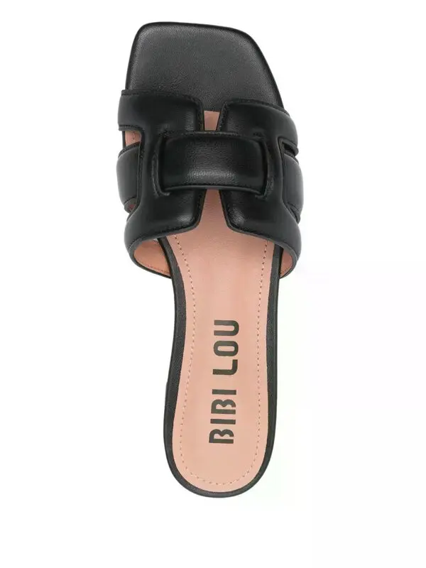 BIBI LOU Holly Cut-out Detail Leather Flat Sandals - Black