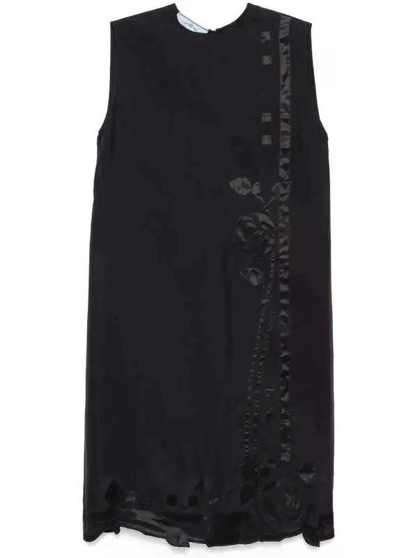 Prada Floral-appliqué Silk Midi Dress