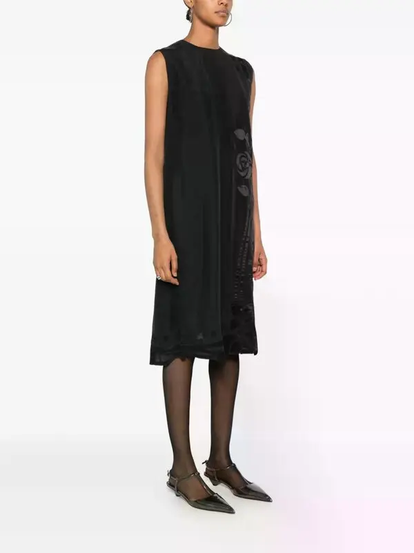Prada Floral-appliqué Silk Midi Dress